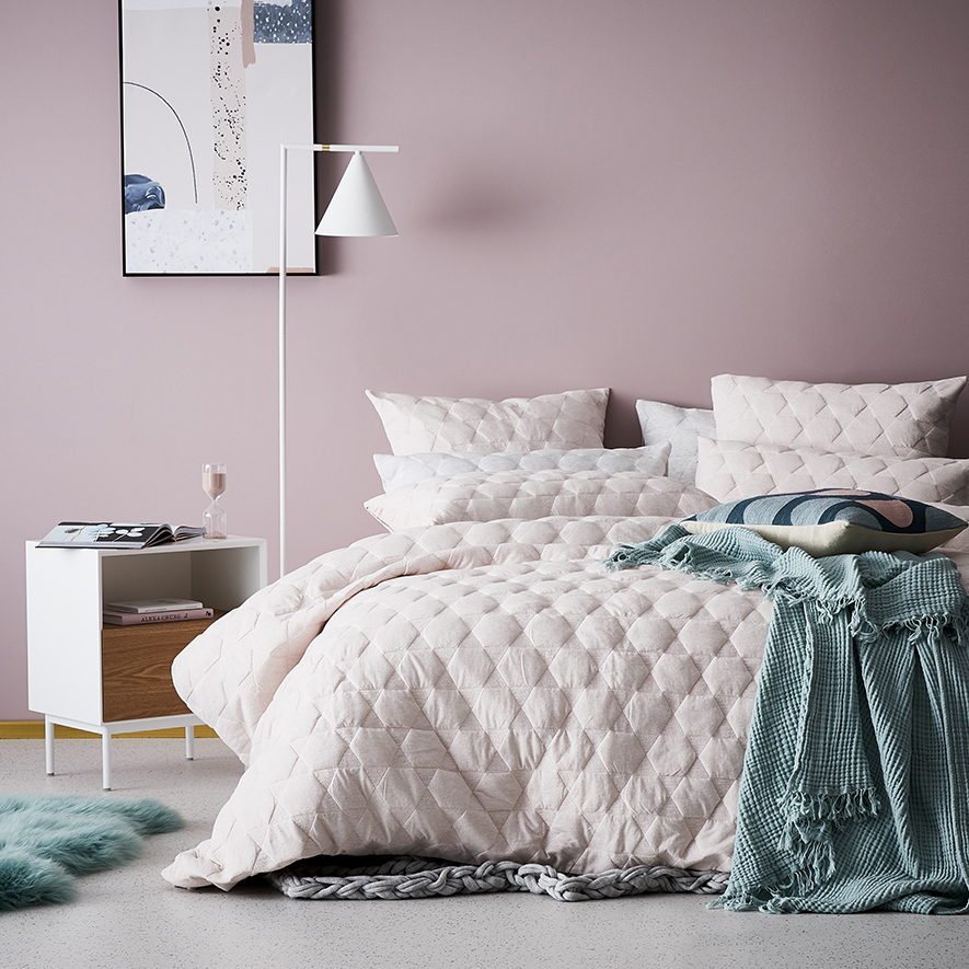 Home Republic - Cordon Quilted Jersey Queen Pink Quilt Cover Separates ...