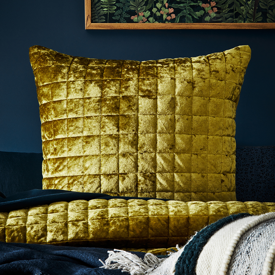York Velvet Chartreuse Quilted Quilt Cover Separates | Adairs