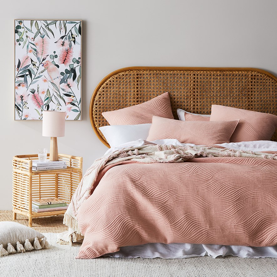 Ripple Dusty Pink Quilted Quilt Cover Separates | Adairs