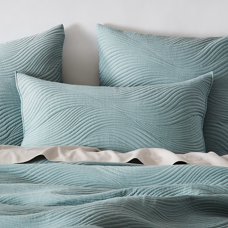 Ripple Sage Quilted Quilt Cover Separates | Adairs