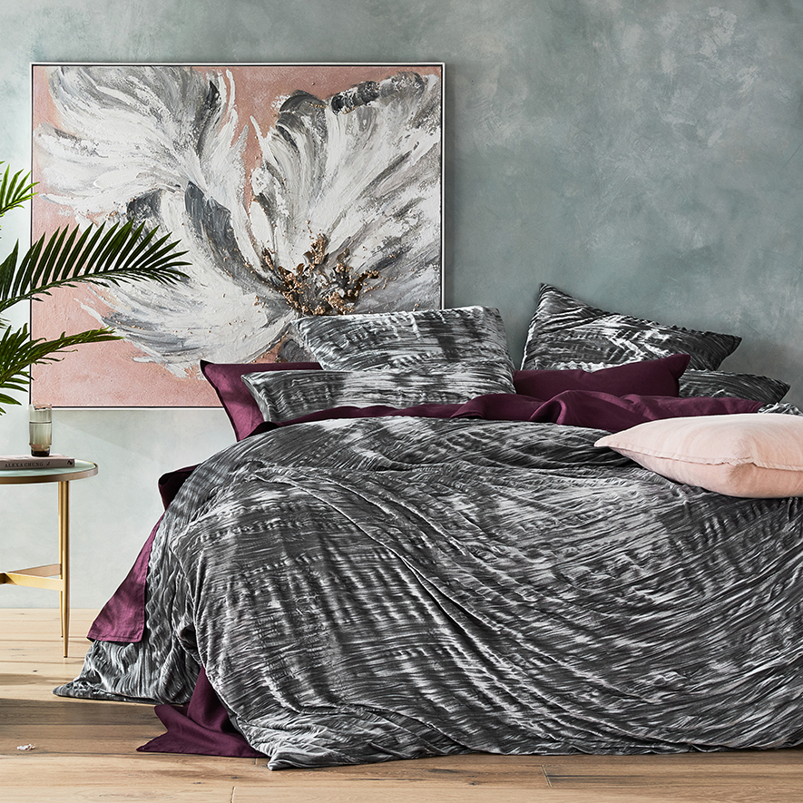 Home Republic - Crinkled Velvet Silver Quilt Cover Separates | Adairs