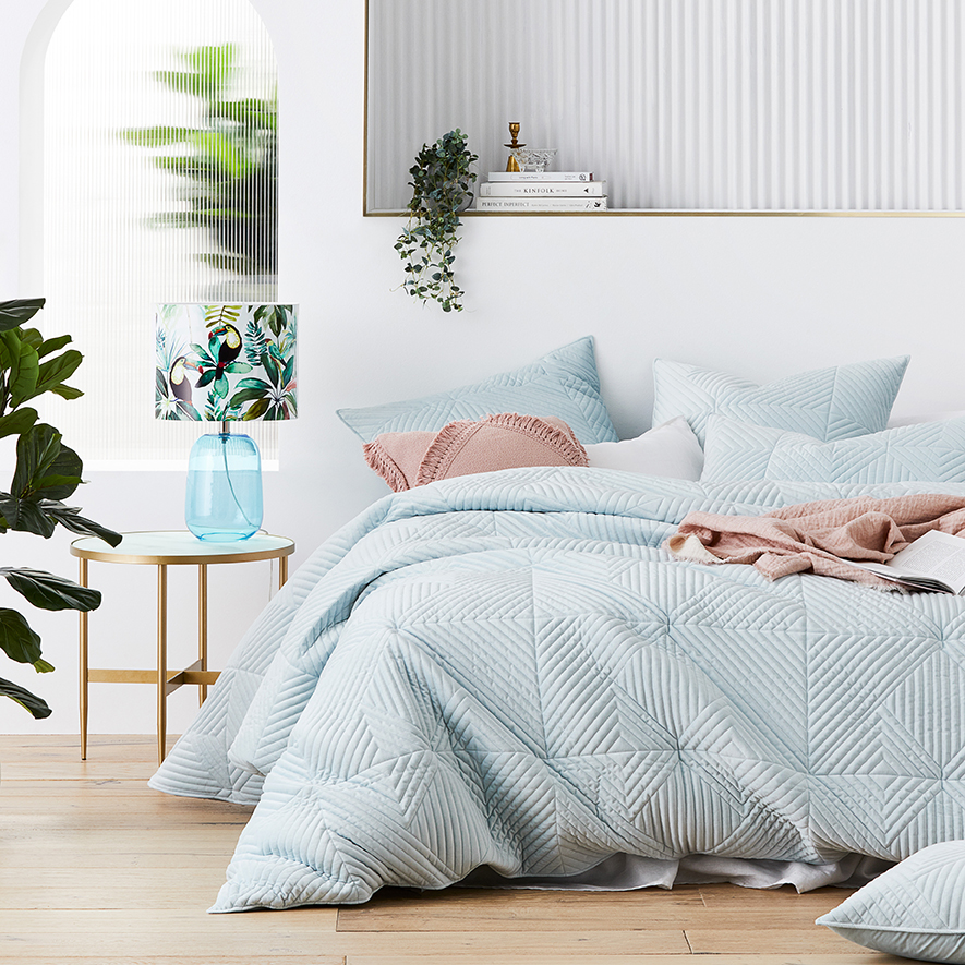 Home Republic - Newport Velvet Ice Quilted Quilt Cover Separates | Adairs