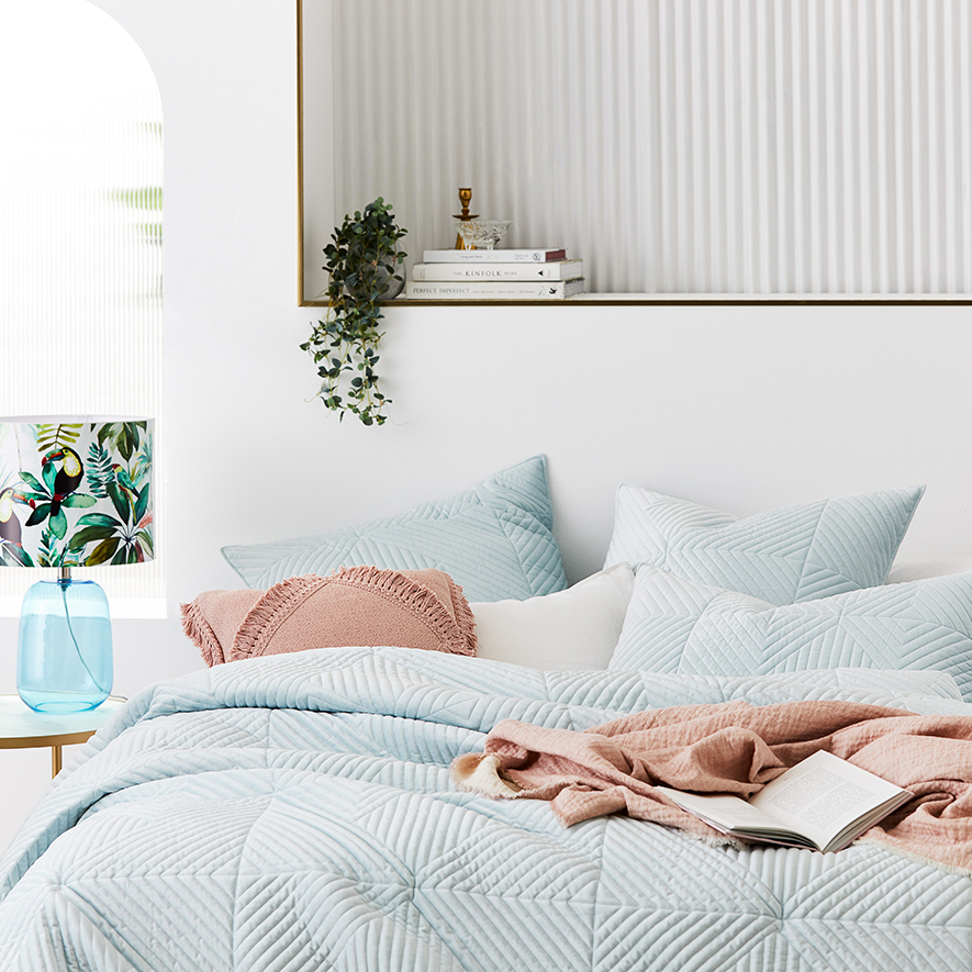 Home Republic - Newport Velvet Ice Quilted Quilt Cover Separates | Adairs