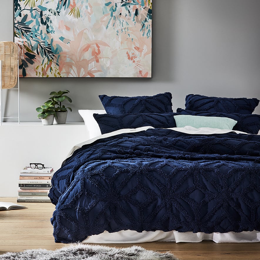 Monaco Chenille Midnight Quilt Cover Separates | Adairs