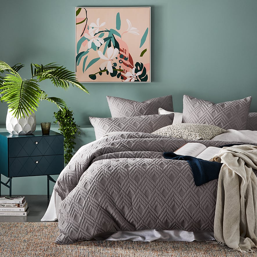 Soho Ash Quilted Quilt Cover Separates | Adairs