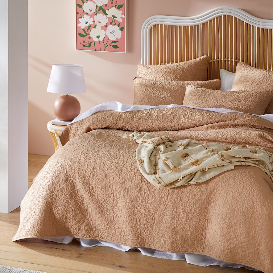 Chloe Soft Clay Quilted Coverlet Separates | Adairs