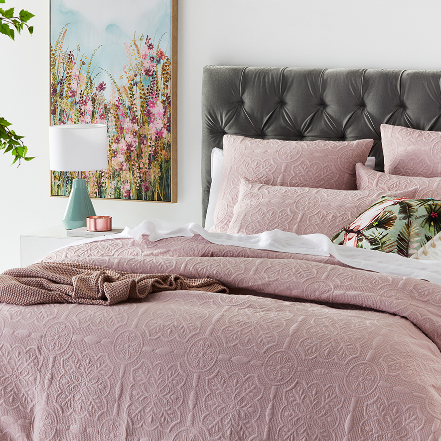 Willa Misty Rose Quilted Quilt Cover Separates | Adairs