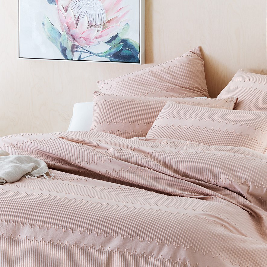 Home Republic - Juniper Jacquard Pink Quilt Cover Set + Separates | Adairs