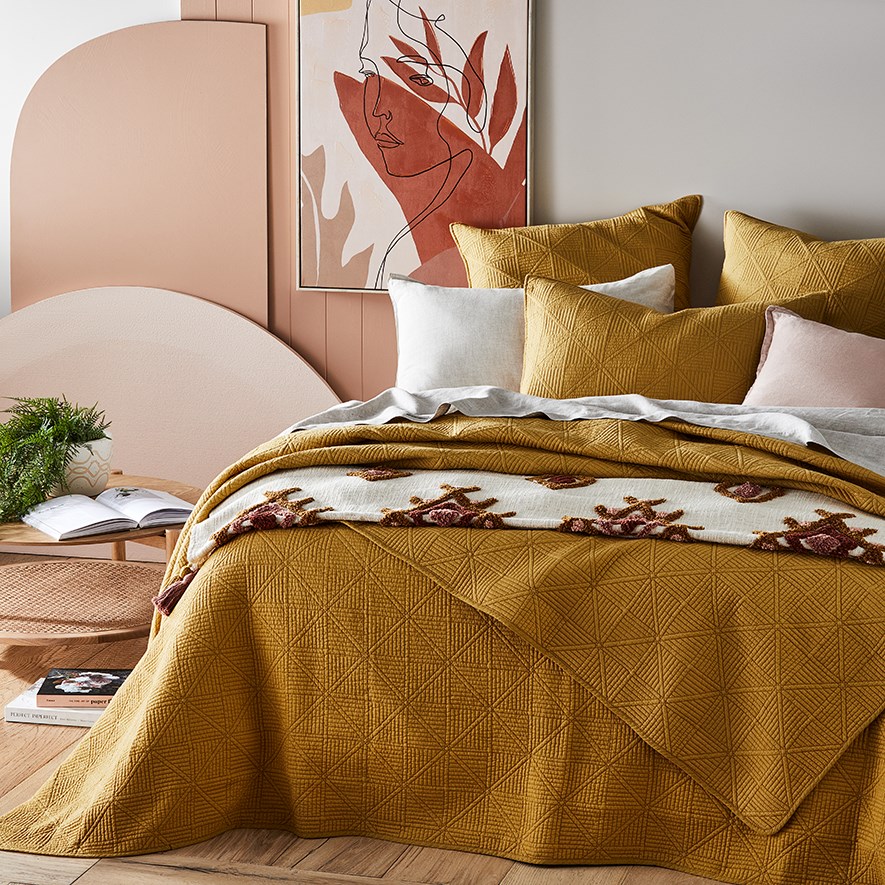 Prism Dijon Quilted Coverlet Separates | Adairs