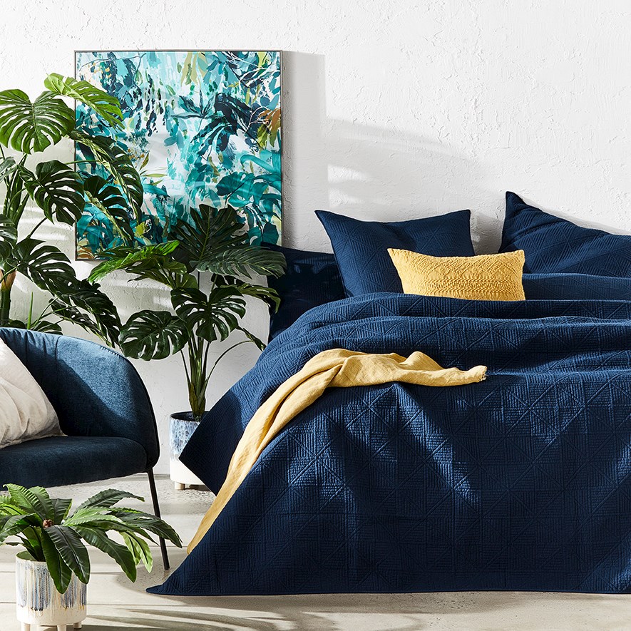 Prism Midnight Quilted Coverlet Separates | Adairs