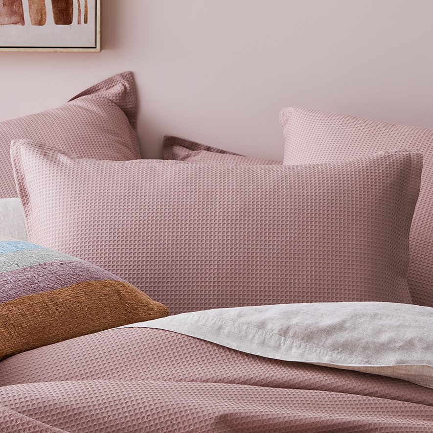 Berlin Waffle Dusty Rose Quilt Cover Set + Separates | Adairs