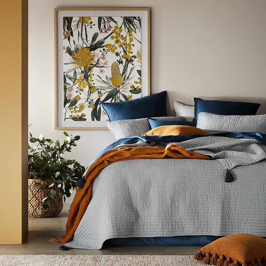 Camden Silver Floral Quilted Coverlet Separates | Adairs