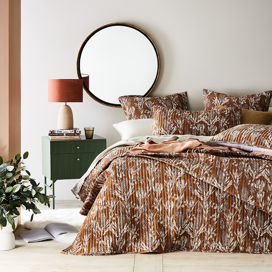 Home Republic - Native Floral Clay Coverlet Separates | Adairs