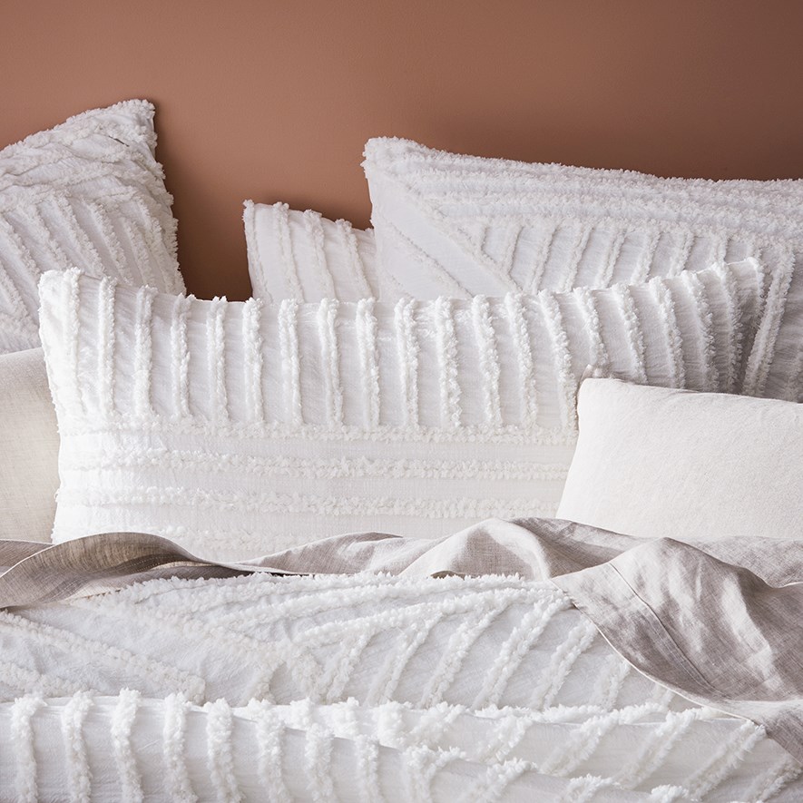 Kian Chenille Off White Quilt Cover Separates | Adairs