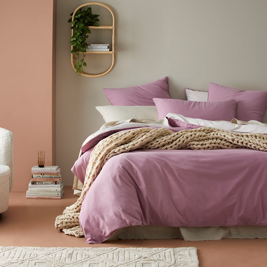 Two Toned Stonewashed Amethyst Quilt Cover Set + Separates | Adairs