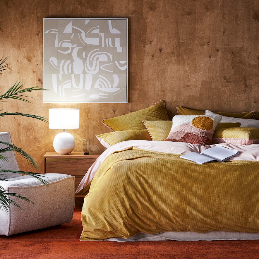 Piper Corduroy Mustard Quilt Cover + Pillowcases | Adairs