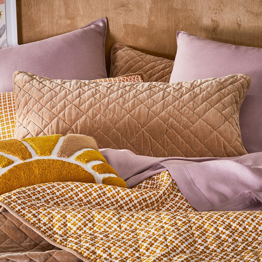 Home Republic - Chelsea Velvet Inca Gold Quilted Coverlet + Pillowcases ...