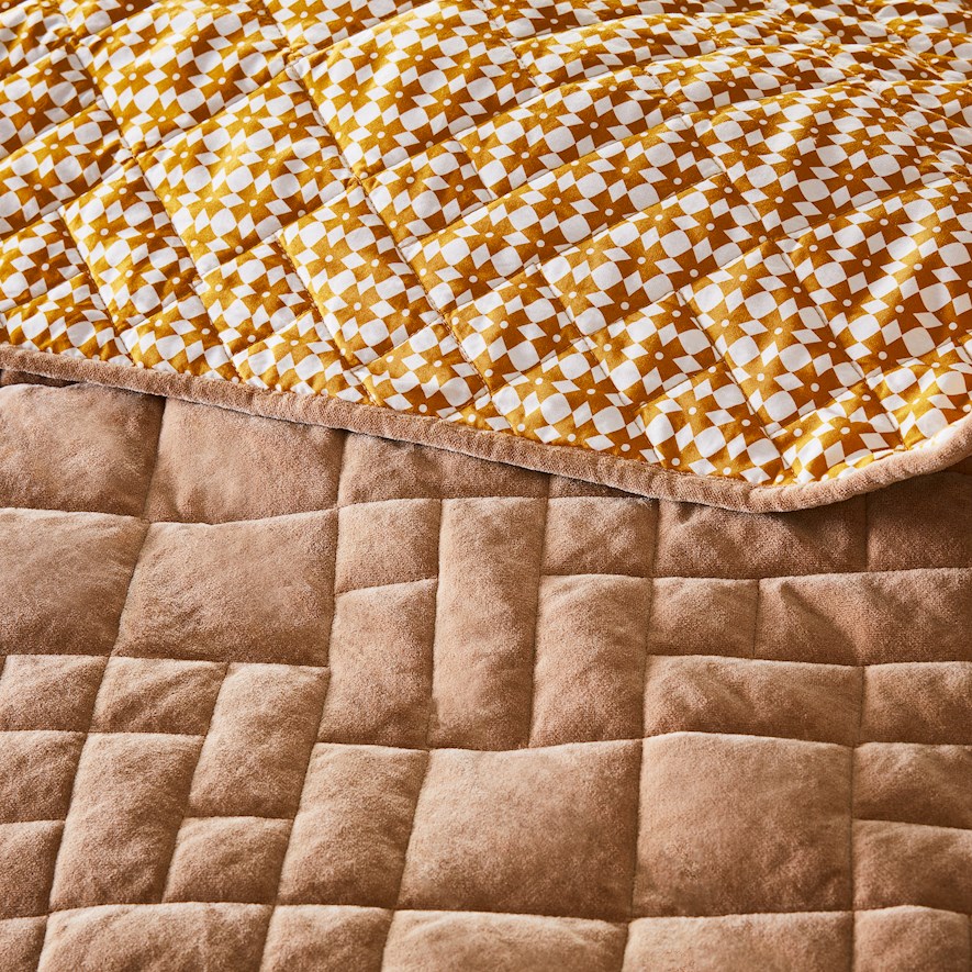 Home Republic - Chelsea Velvet Inca Gold Quilted Coverlet + Pillowcases ...