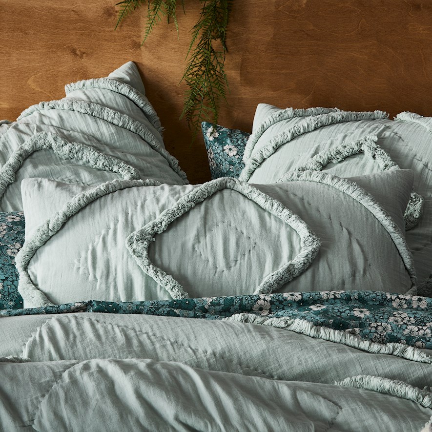 Home Republic - Mandalay Duck Egg Quilted Quilt Cover + Pillowcases ...