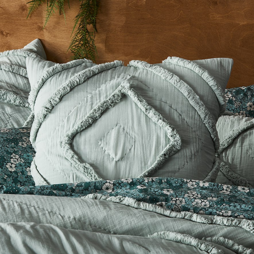 Home Republic - Mandalay Duck Egg Quilted Quilt Cover + Pillowcases ...