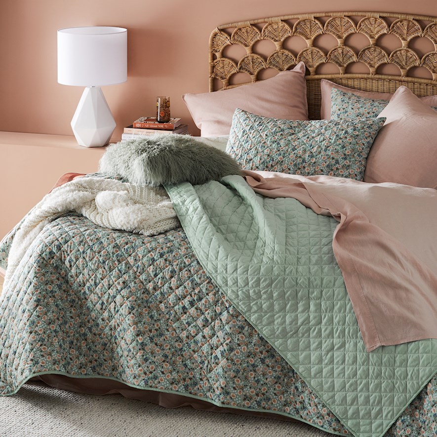 Home Republic - Sage Floral Coverlet Queen/King Sage Floral Coverlet ...