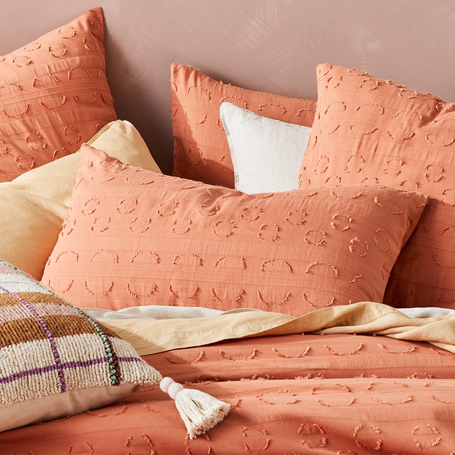 Home Republic - Cisco Matelasse Burnt Orange Quilt Cover Separates | Adairs