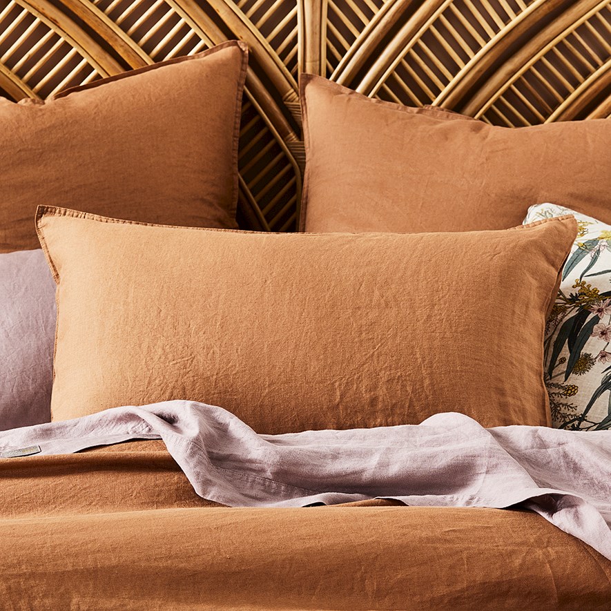 Vintage Washed Linen Caramel Quilt Cover Separates | Adairs