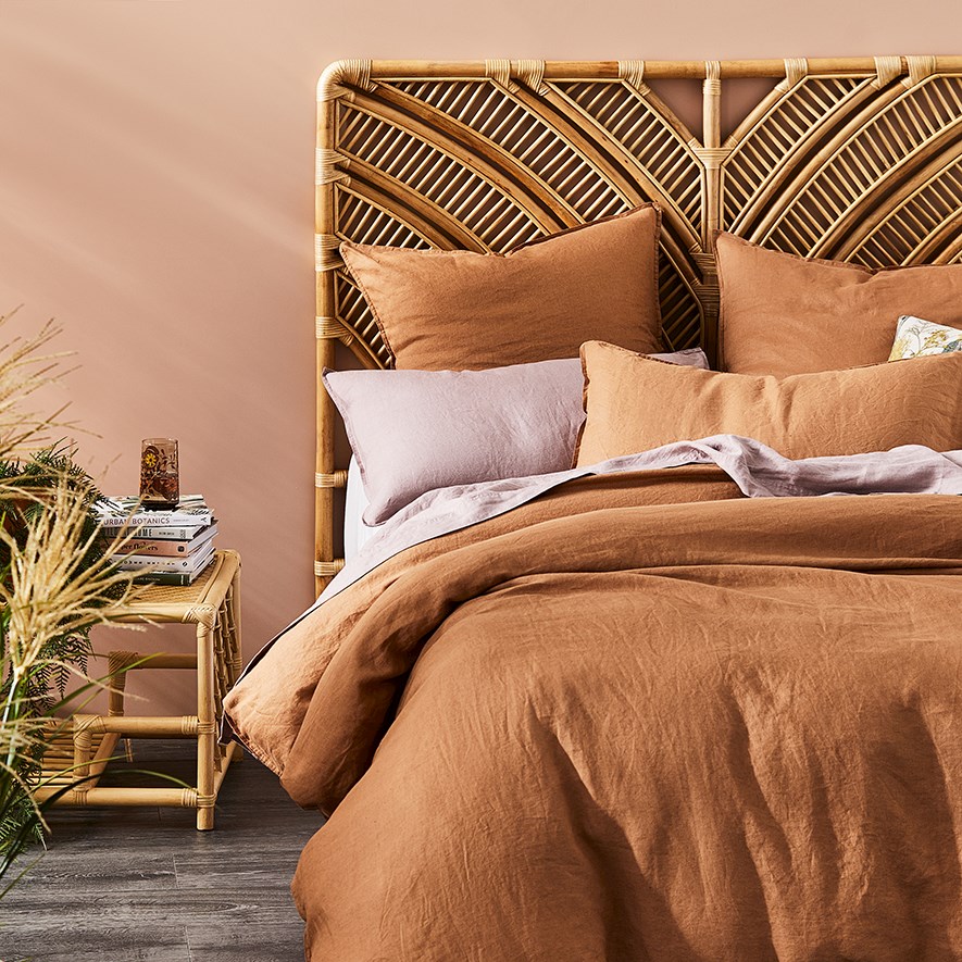 Vintage Washed Linen Caramel Quilt Cover Separates | Adairs