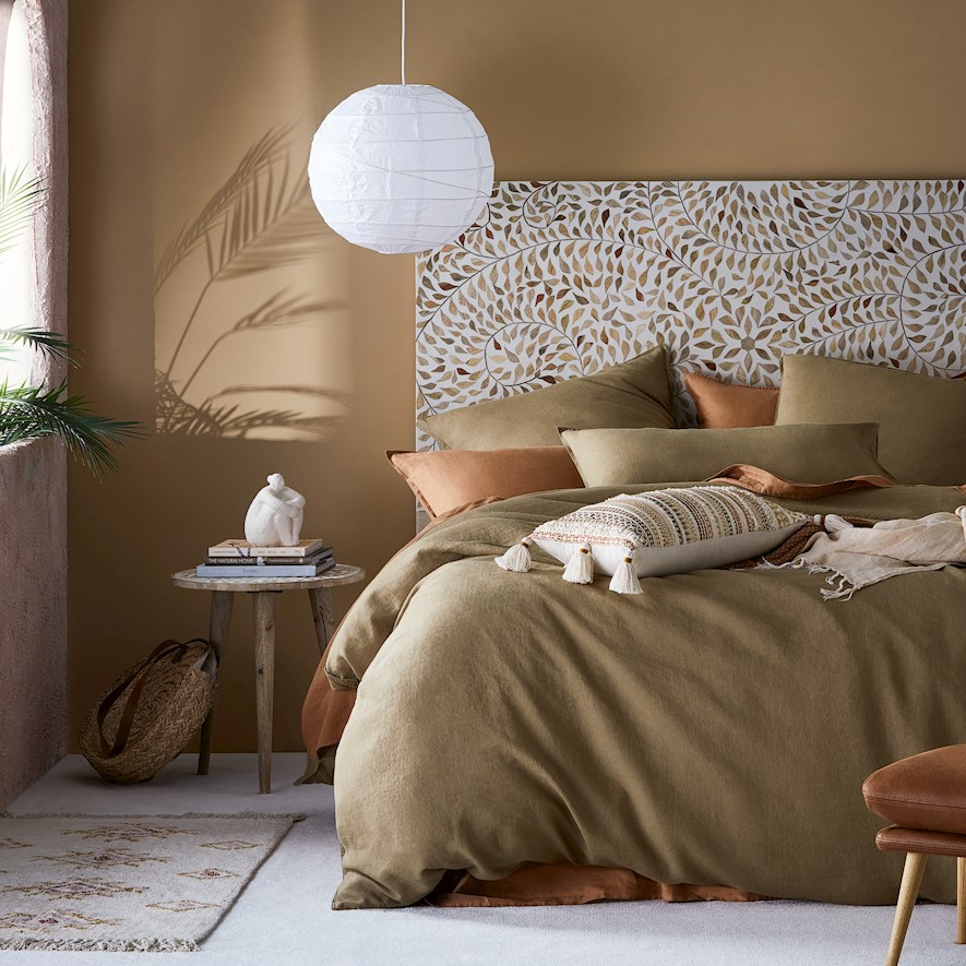 Vintage Washed Linen Olive Quilt Cover Separates | Adairs