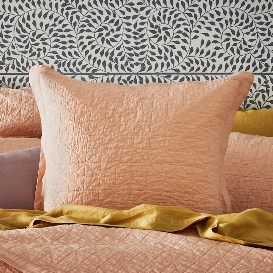 Vintage Washed Linen Pink Salt Quilted Coverlet Separates | Adairs