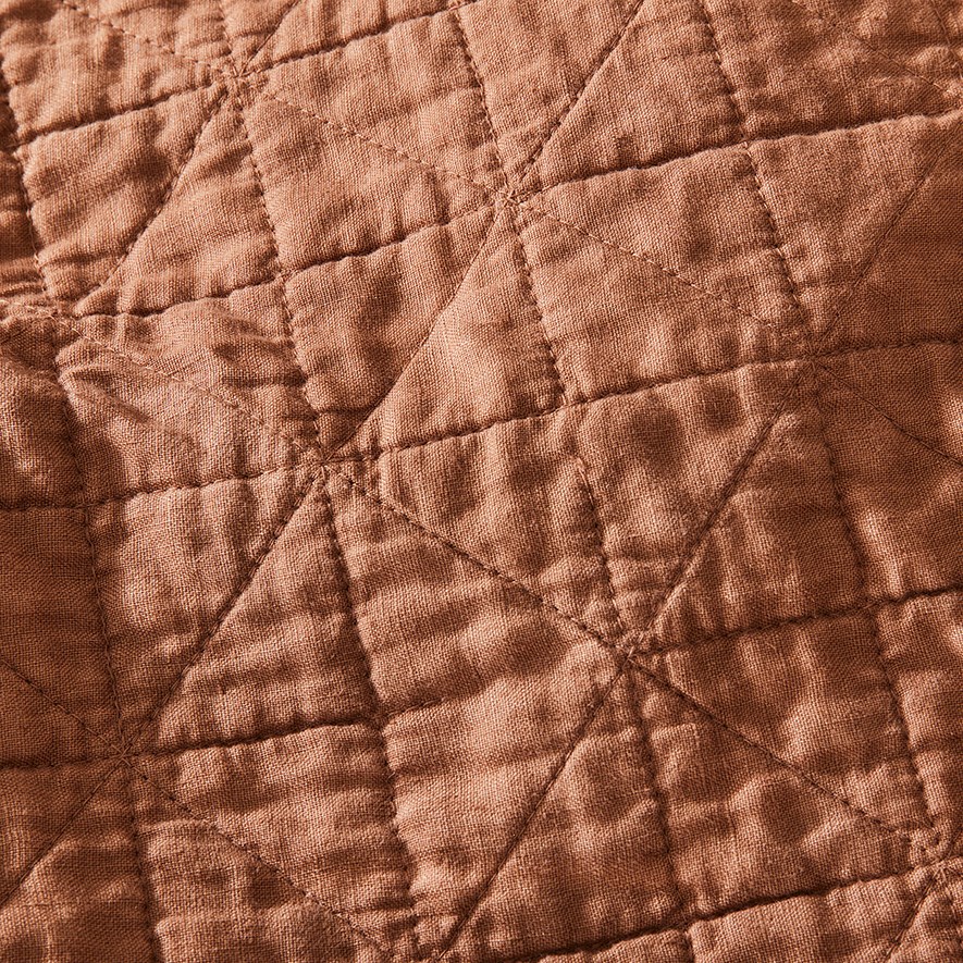 Vintage Washed Linen Caramel Quilted Quilt Cover Separates | Adairs