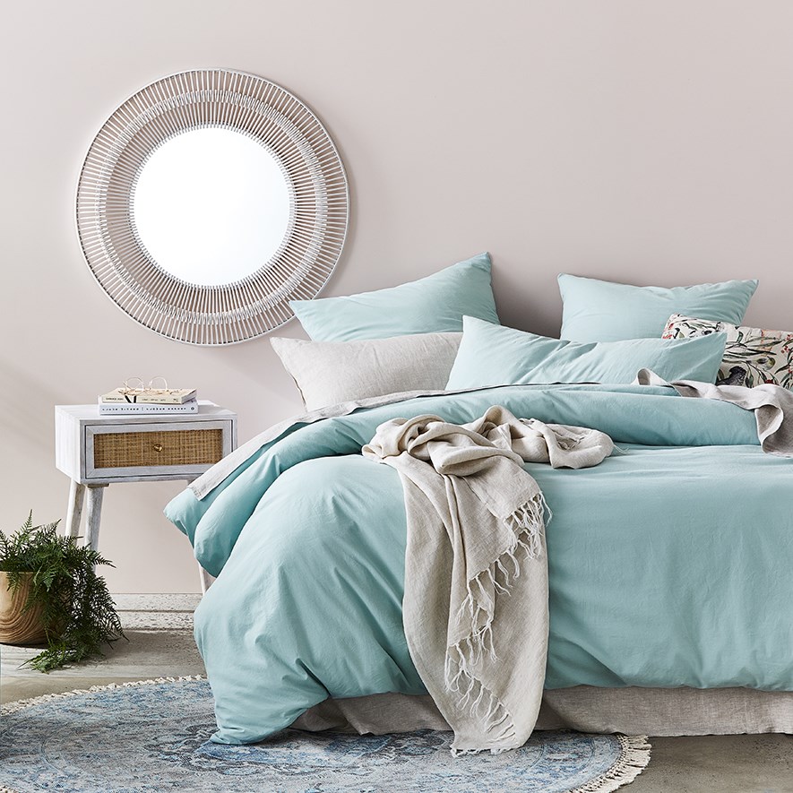 Stonewashed Cotton Ice Blue Quilt Cover Separates | Adairs