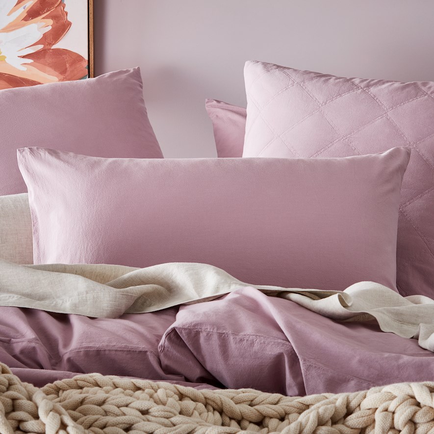 Stonewashed Cotton Lavender Quilt Cover Separates | Adairs