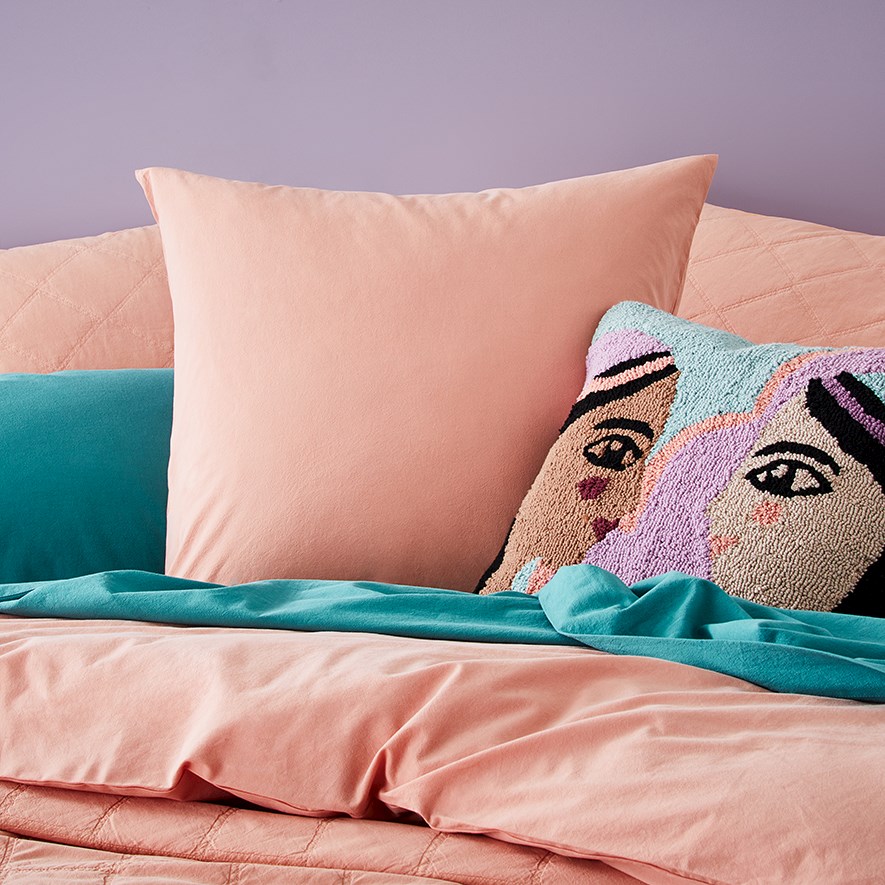 Stonewashed Cotton Salmon Quilt Cover Separates | Adairs