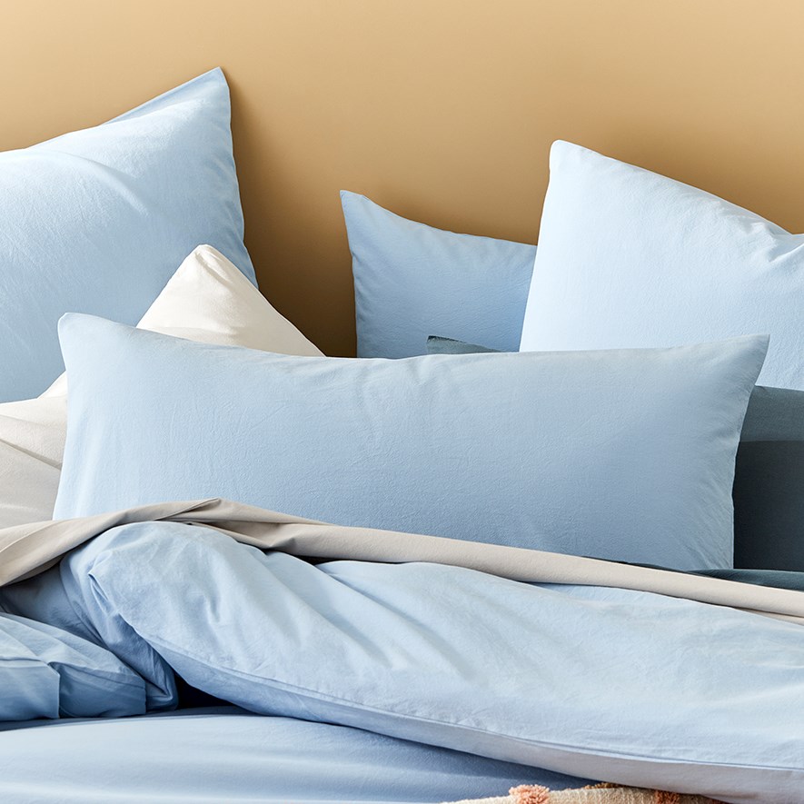 Stonewashed Cotton Sea Blue Quilt Cover Separates | Adairs
