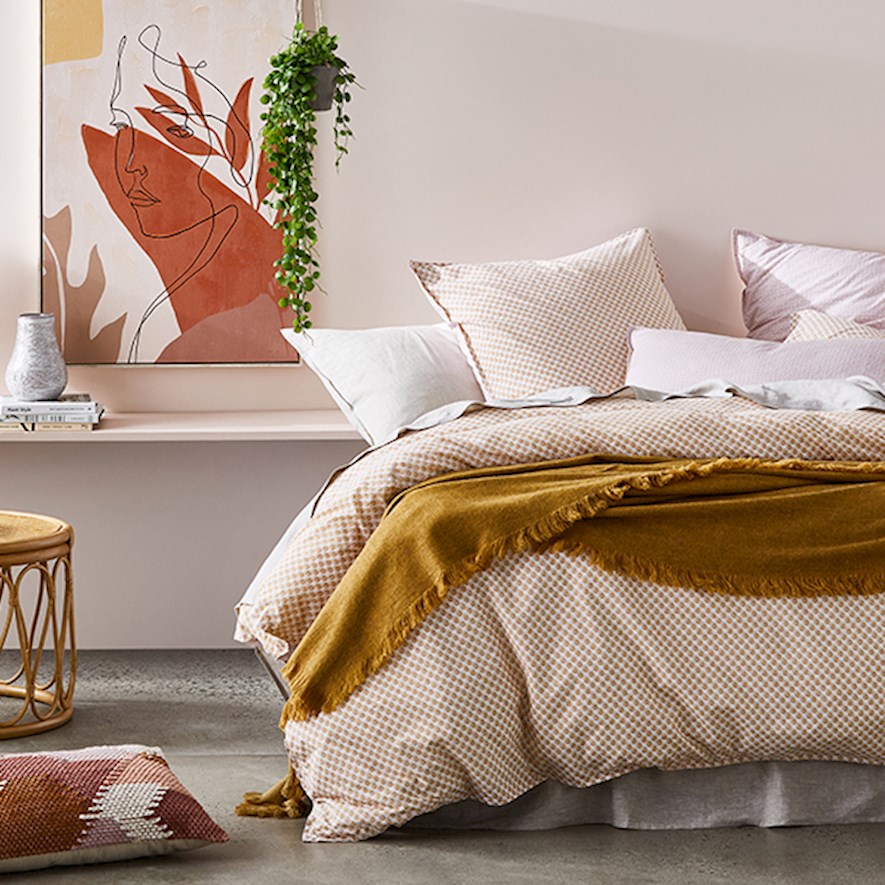 Stonewashed Printed Cotton Mustard Kasbah Quilt Cover Separates | Adairs