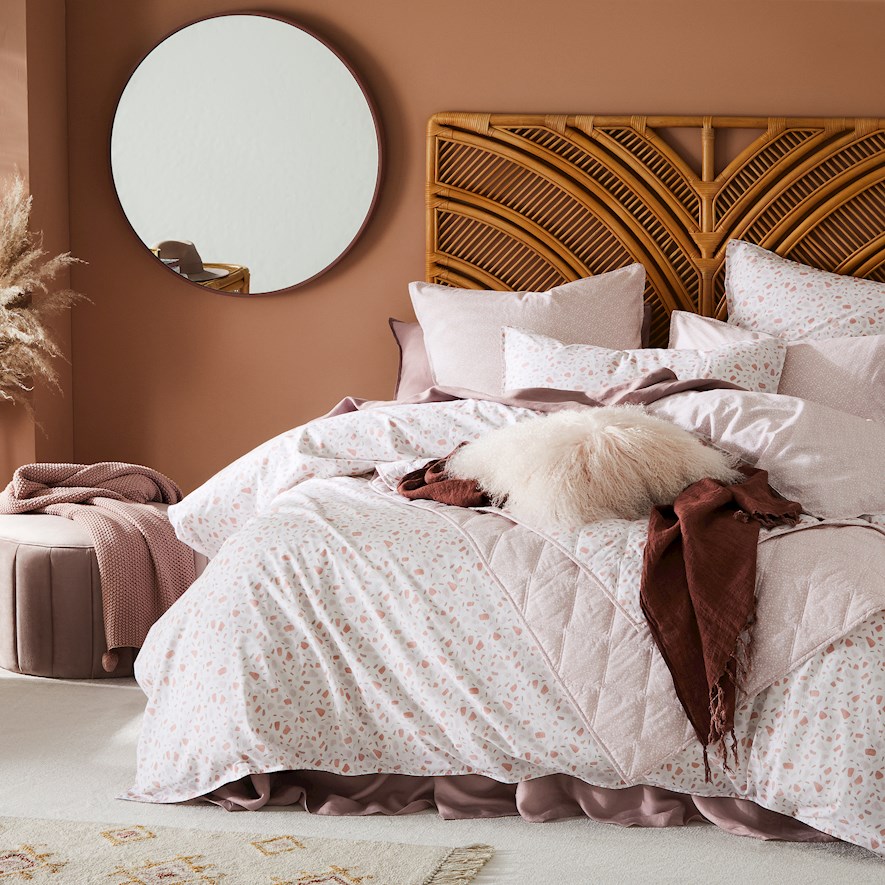 Stonewashed Printed Cotton Pink Terazzo Quilt Cover Separates | Adairs