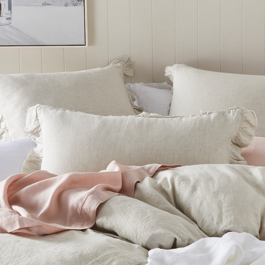 Vintage Washed Linen Linen Ruffle Quilt Cover Separates | Adairs