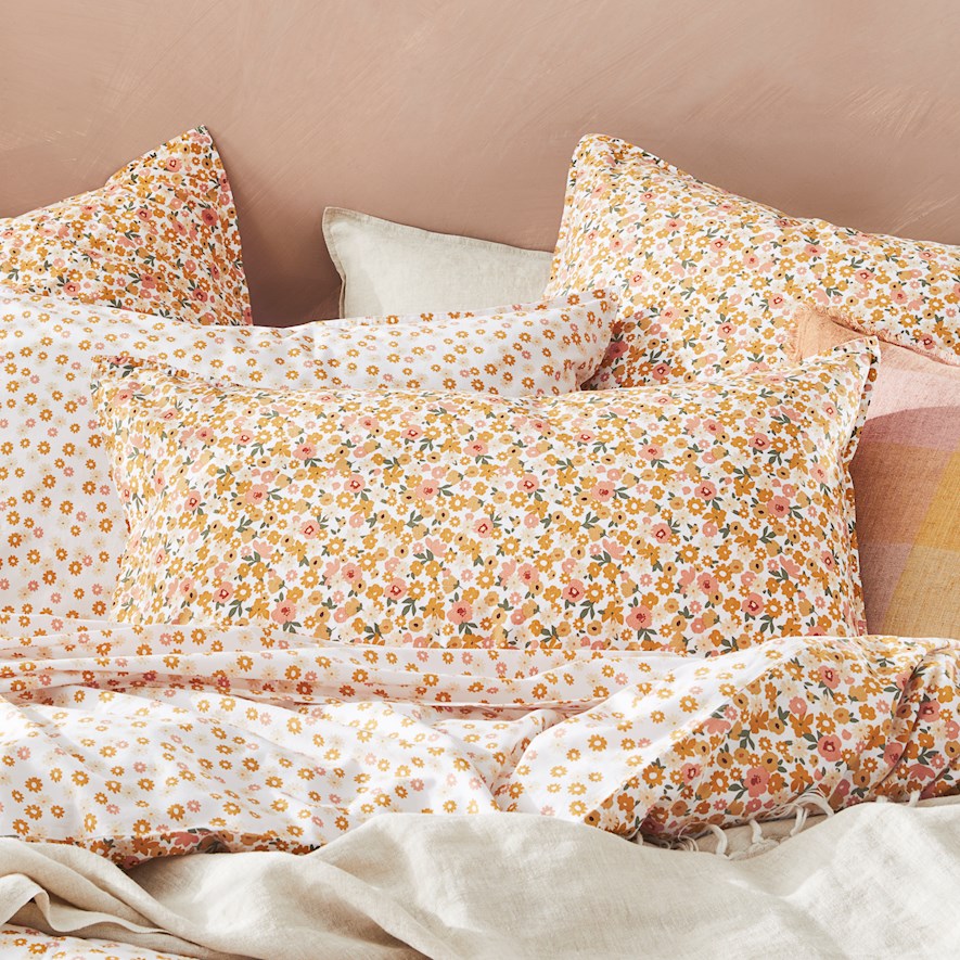 Home Republic - Stonewashed Cotton Printed Bedlinen Golden Daisy Single ...