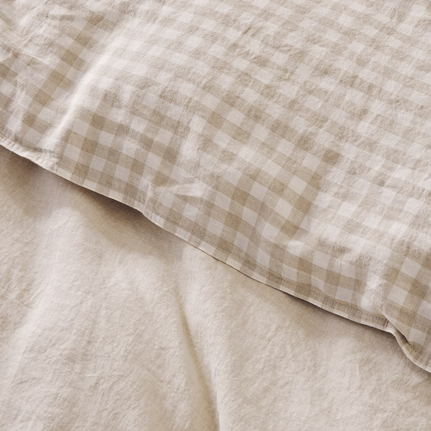 Vintage Washed Linen Linen Check Quilt Cover Separates | Adairs