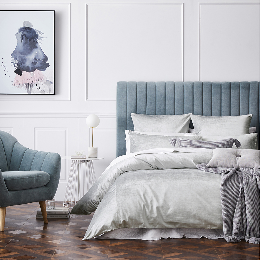 Mercer + Reid - Luxe Velvet Silver Quilt Cover Separates | Adairs