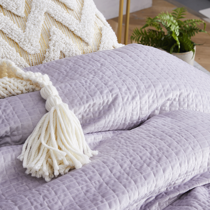 Home Republic - Luna Velvet Lilac Quilted Quilt Cover Separates | Adairs