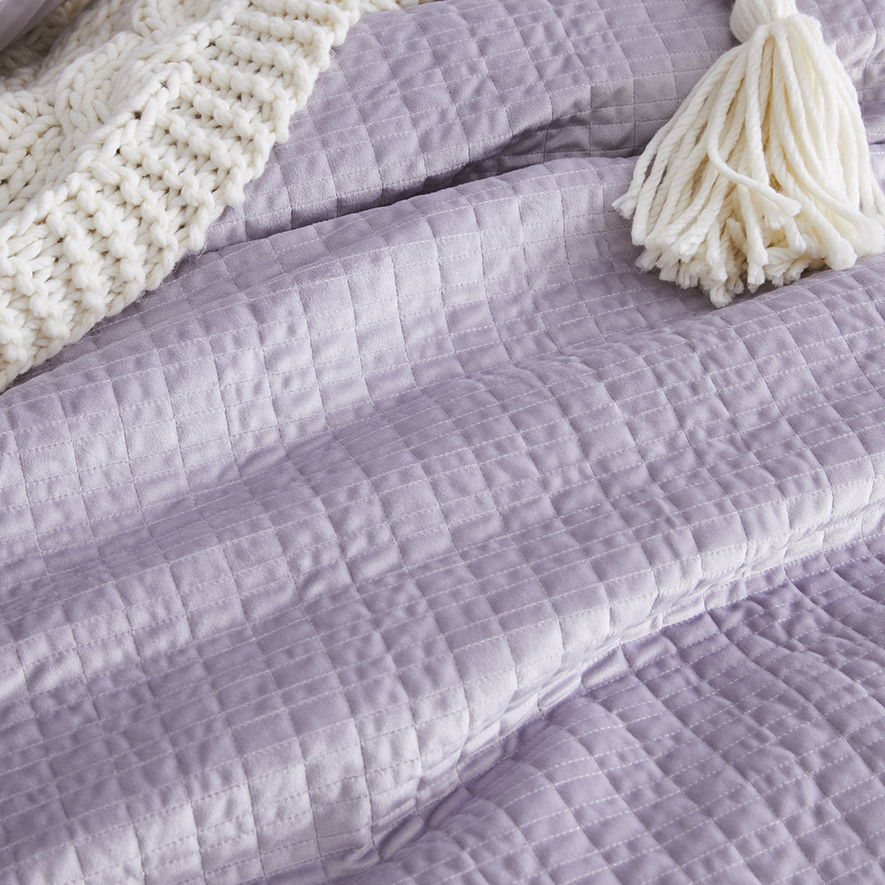 Home Republic - Luna Velvet Lilac Quilted Quilt Cover Separates | Adairs