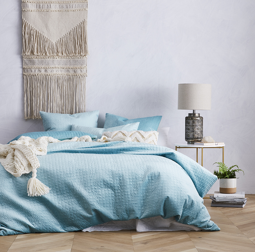 Home Republic - Luna Velvet Teal Quilted Quilt Cover Separates | Adairs