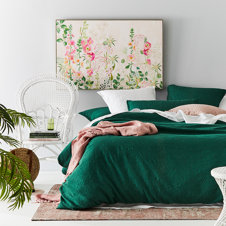 Java Matelasse Fern Quilt Cover Separates | Adairs