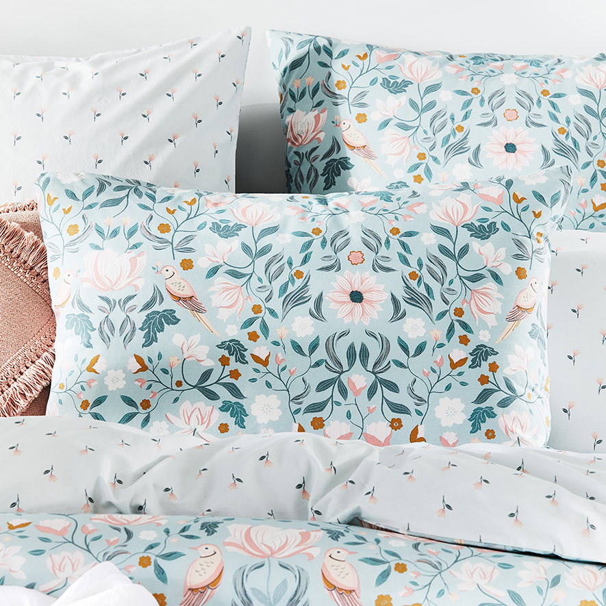 Mercer + Reid - Magnolia Garden Blue Mist Quilt Cover Set + Separates ...