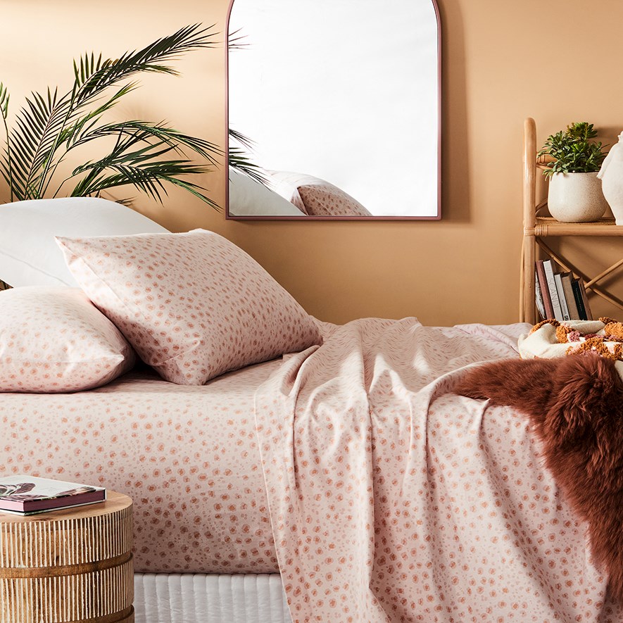 Printed Pink Leopard Flannelette Sheet Set | Adairs