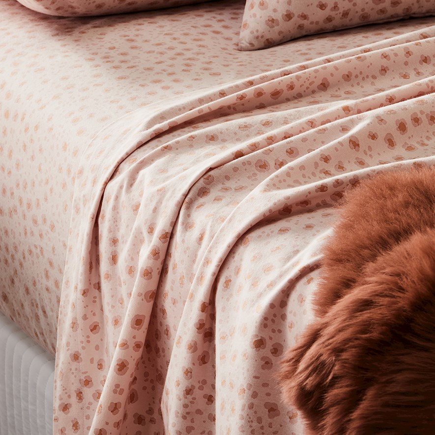 Printed Pink Leopard Flannelette Sheet Set | Adairs