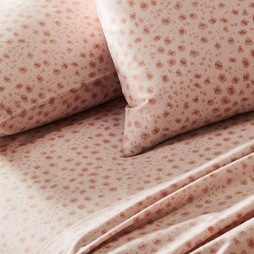 Printed Pink Leopard Flannelette Sheet Set | Adairs