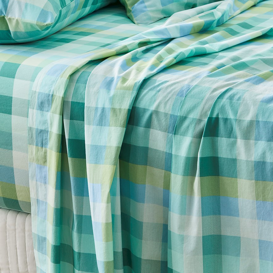 Printed Mint Check Sheet Set | Adairs